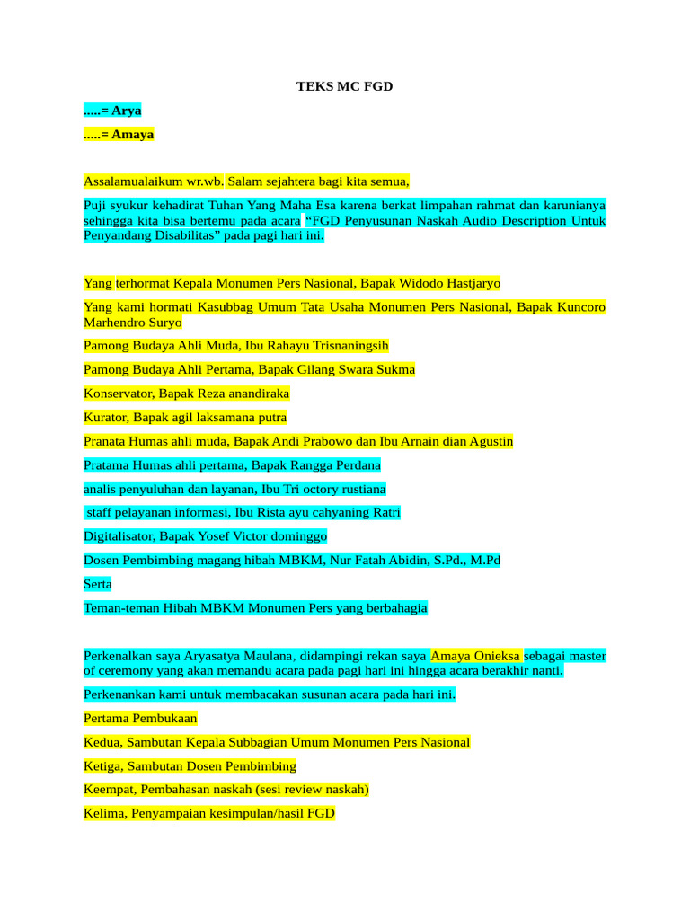 FGD Penyusunan Naskah Audio Description | PDF