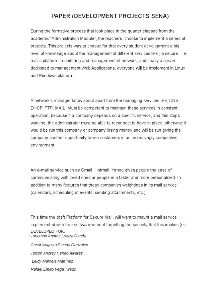 Paper (Development Projects Sena) : Developed For | Download Free PDF ...
