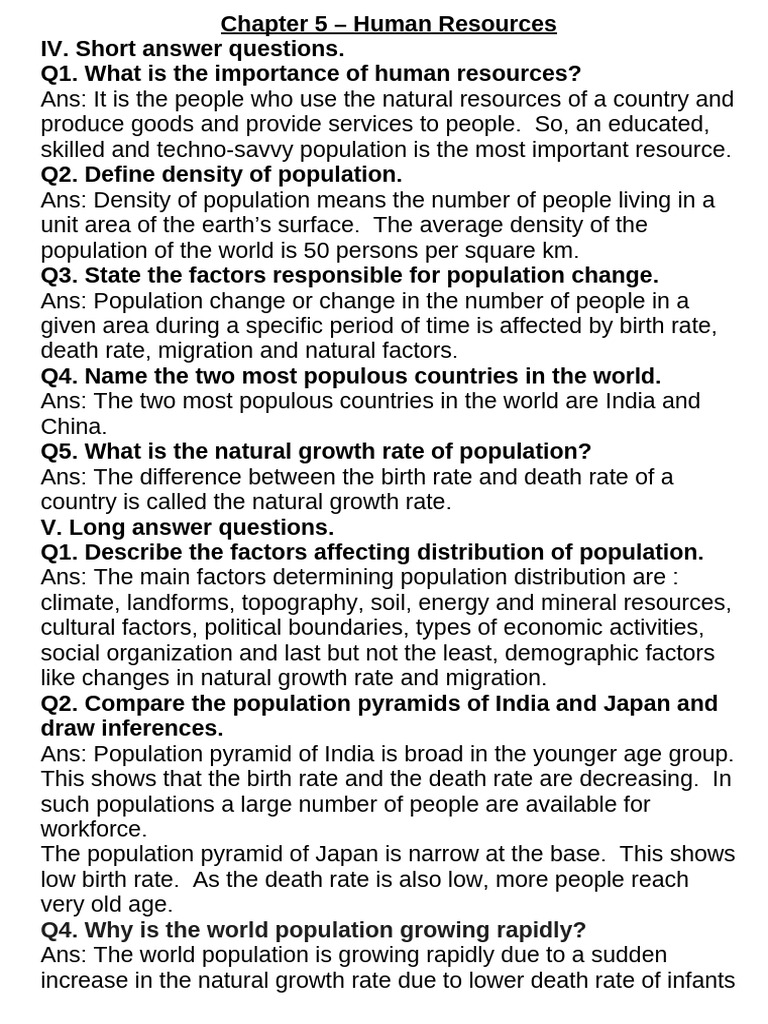 Geography Chapter 5 - Human Resources | PDF | Economic Growth | Birth Rate