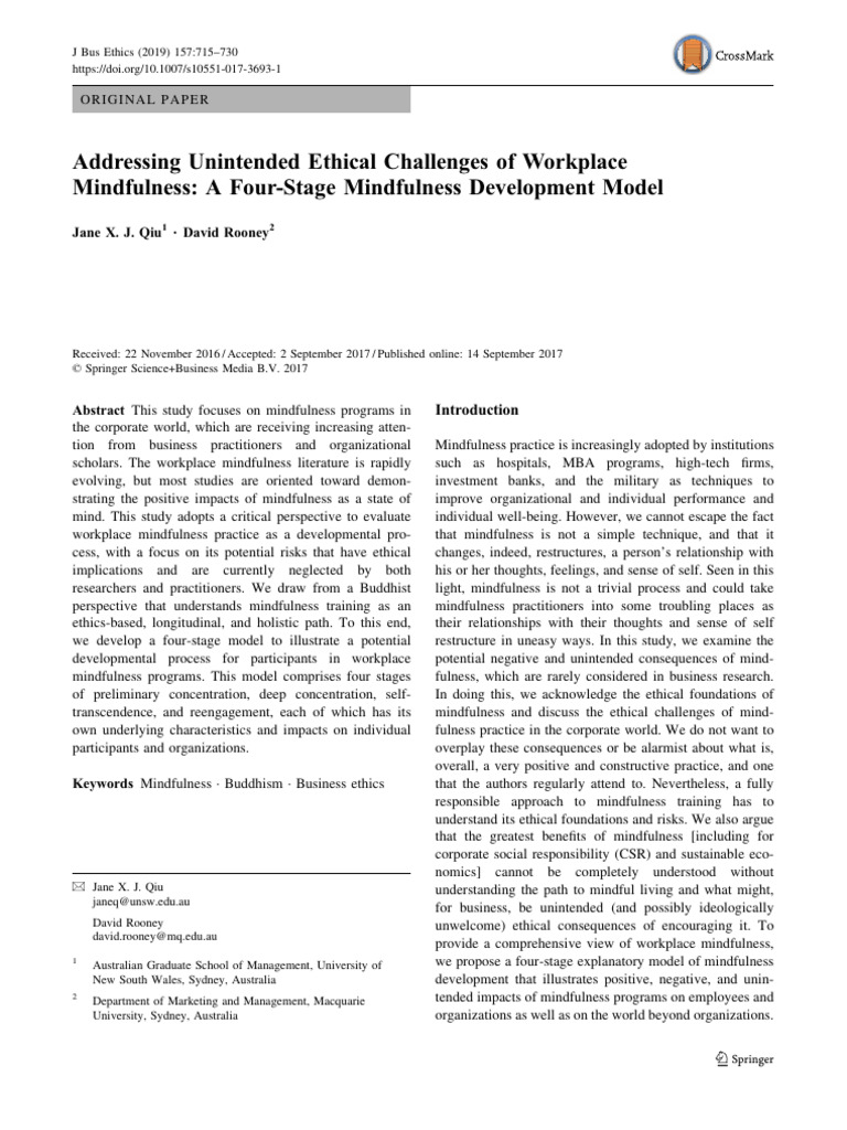 2017 Addressing Unintended Ethical Challenges | PDF | Mindfulness ...