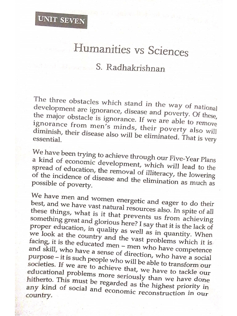 Humanities Vs Science | PDF