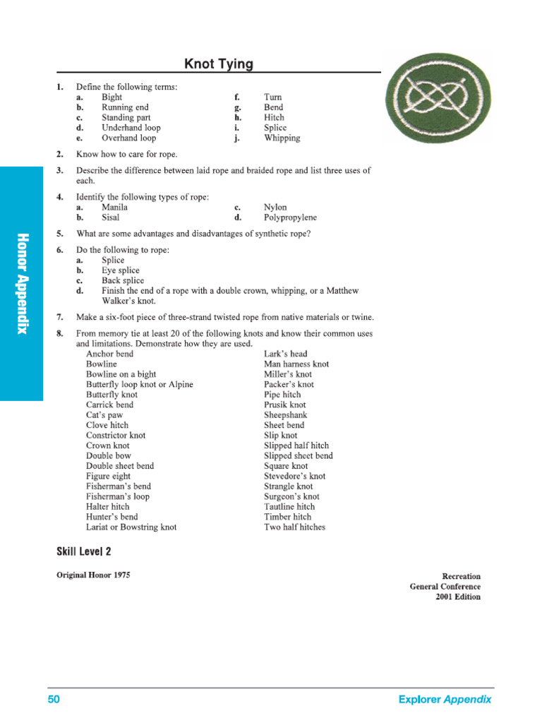 Knot Tying Honor | PDF