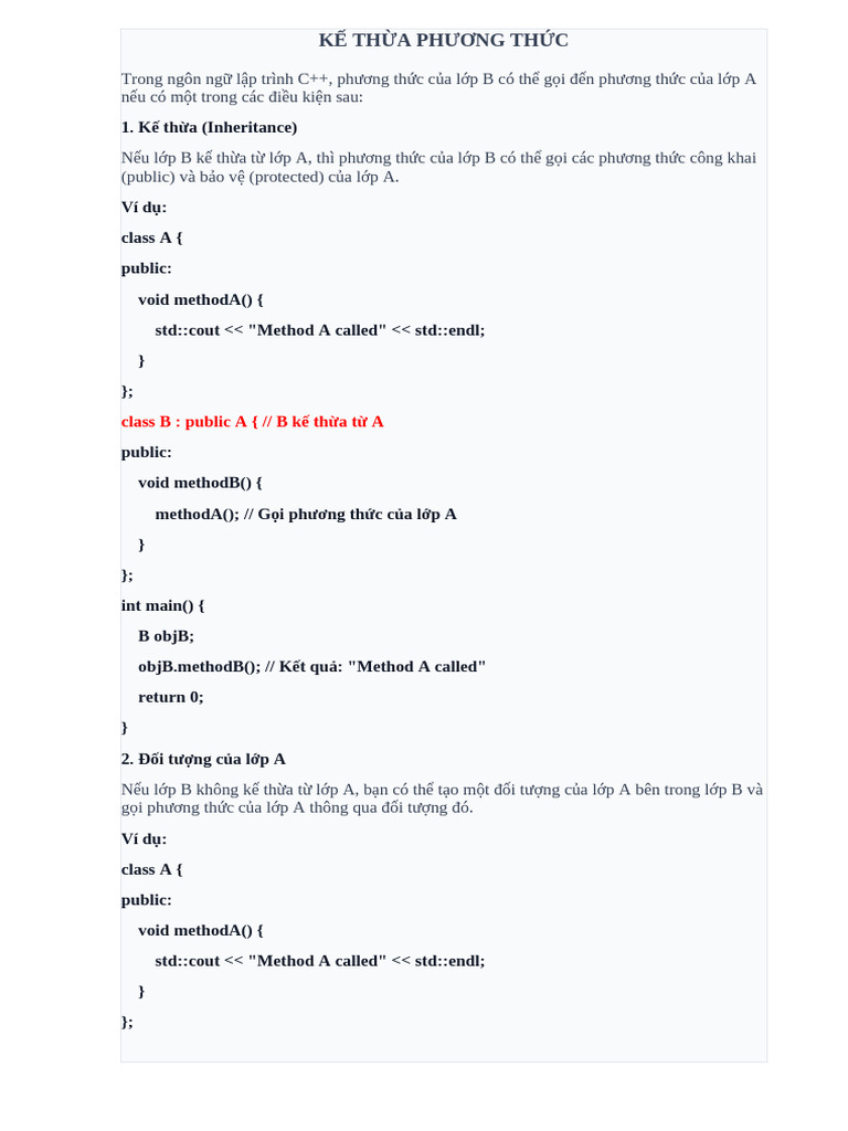 Kế Thừa Trong Lớp | PDF
