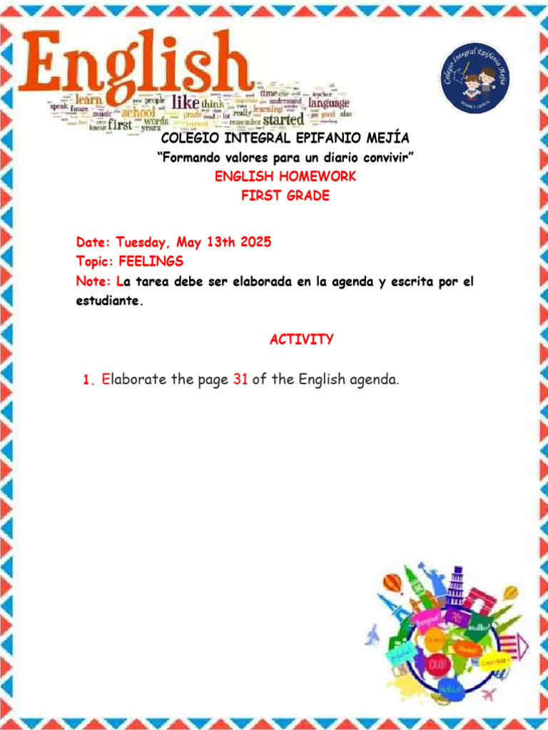 English Homework 1° May 13 | PDF