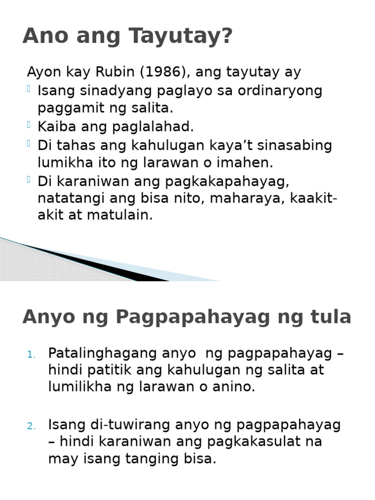 Mga Uri NG Tayutay | PDF