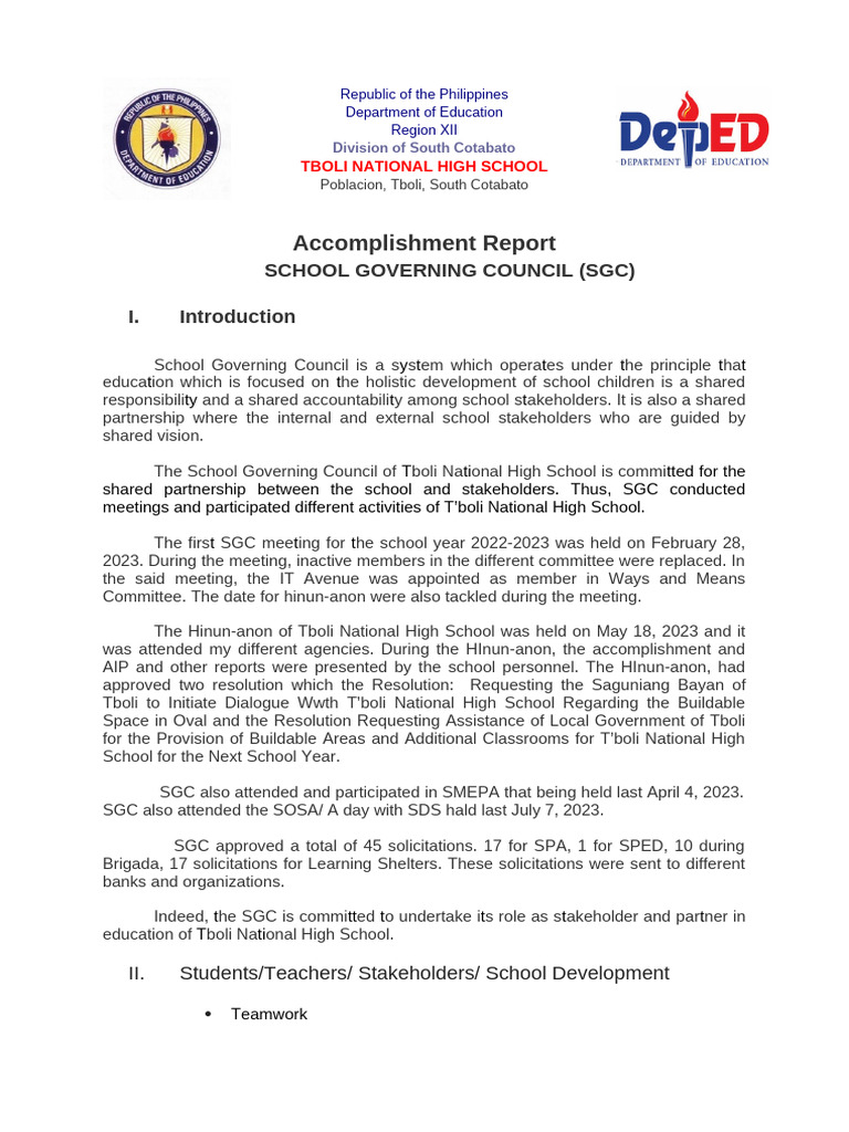 Accomplishment SGC Final 2023 | PDF