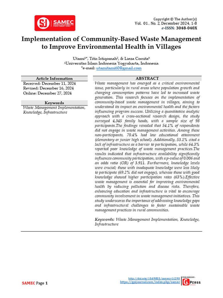 Implementation of Community-Based Waste Management | PDF | Waste ...