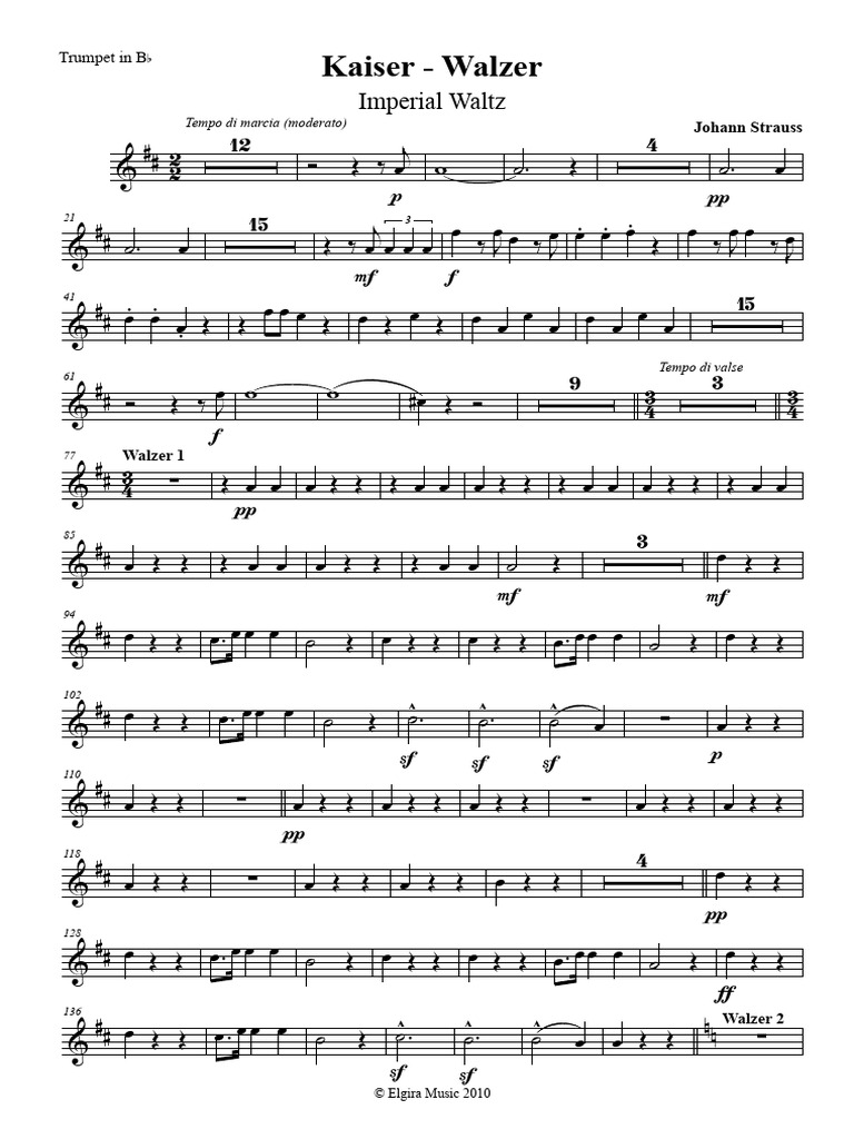Kaiser Walzer - Trumpet 1 | PDF | Waltzes