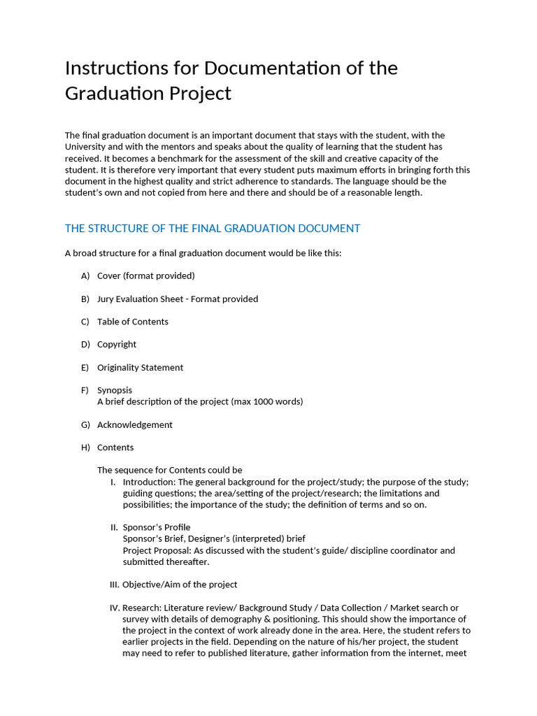 Graduation Project Documentation Guide | PDF | Typography | Writing