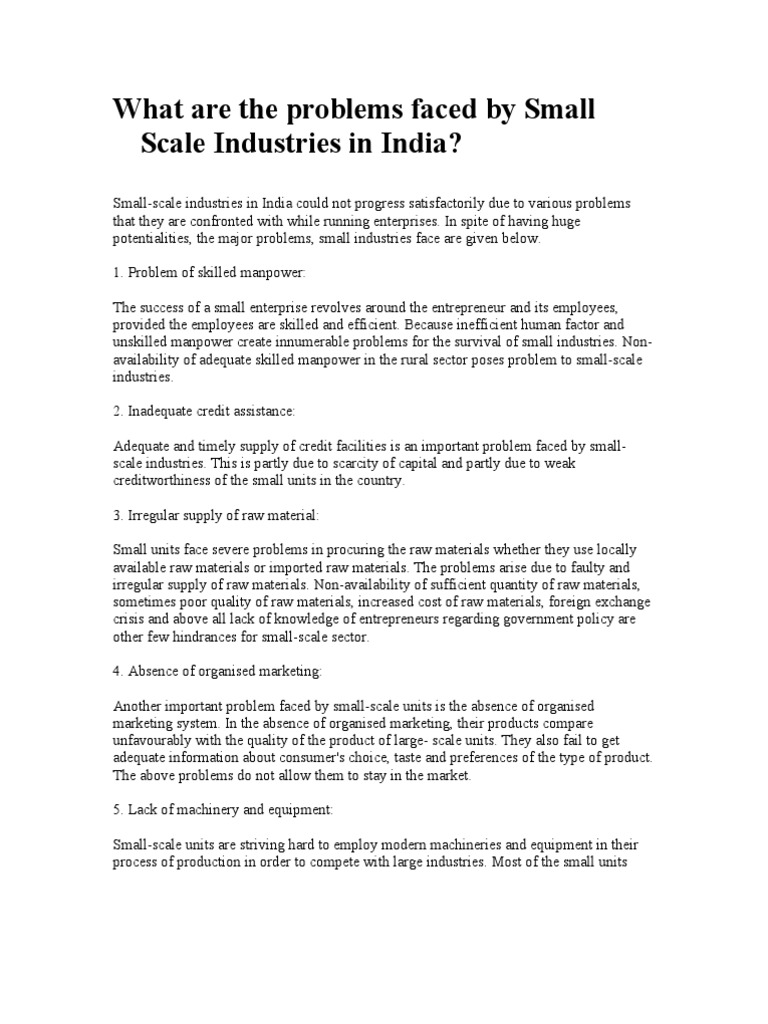 What Are The Problems Faced by Small Scale Industries in India ...