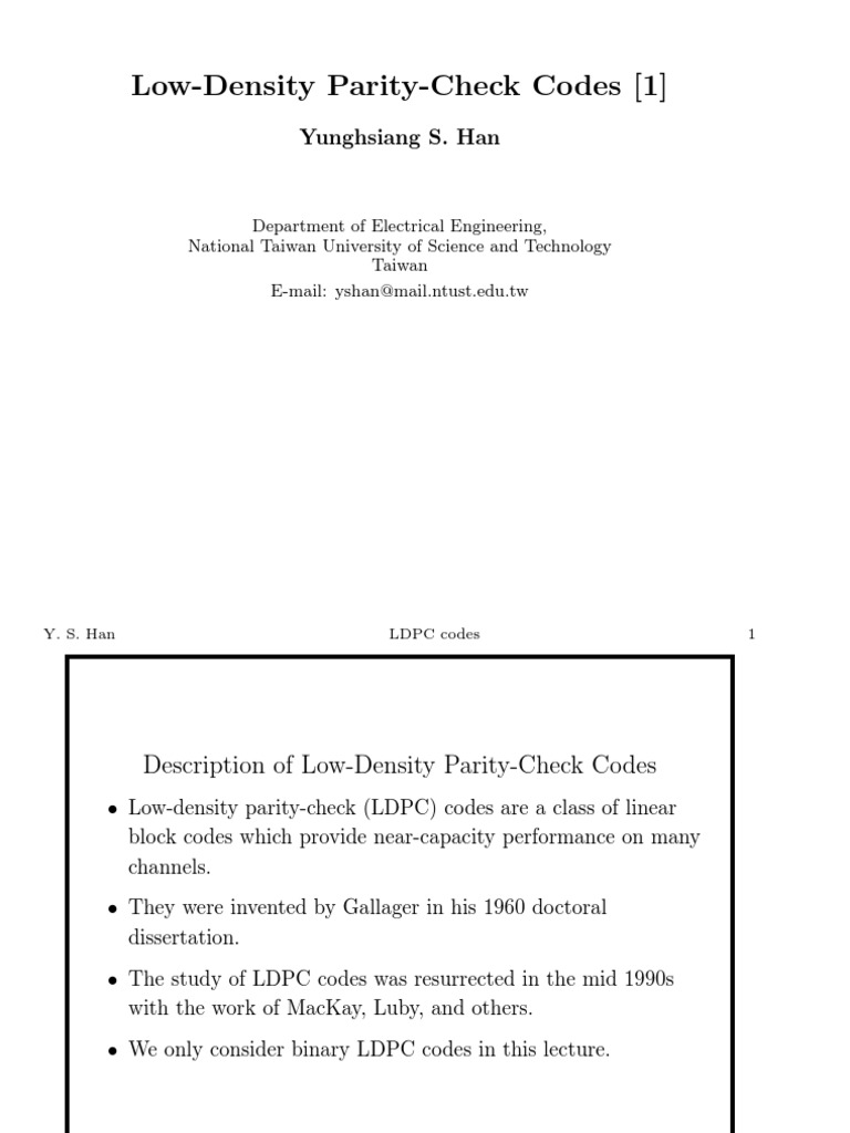 Ldpc Pdf Low Density Parity Check Code Forward Error Correction