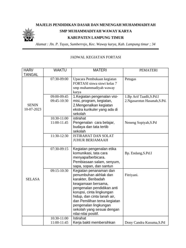 Fortasi SMP M 2023-2024 | PDF