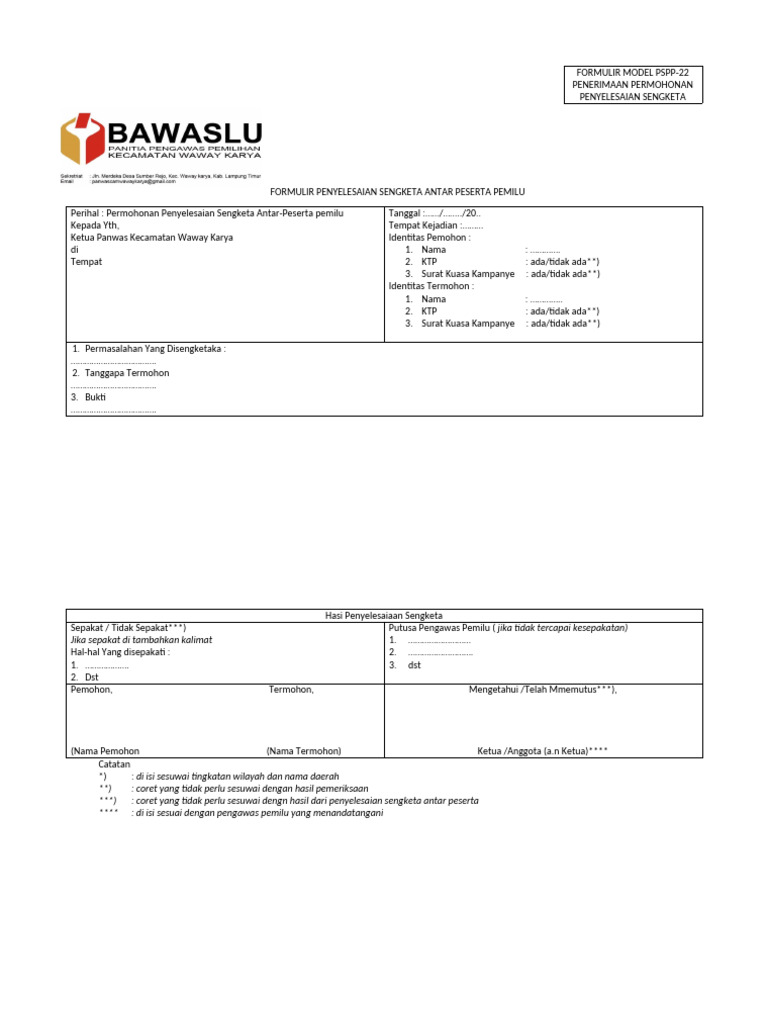 Formulir Model PSPP 22 | PDF