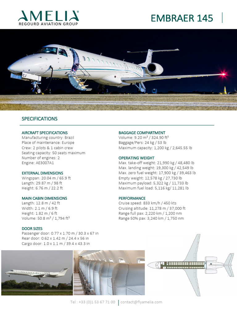 Embraer 145 Specifications Overview | PDF