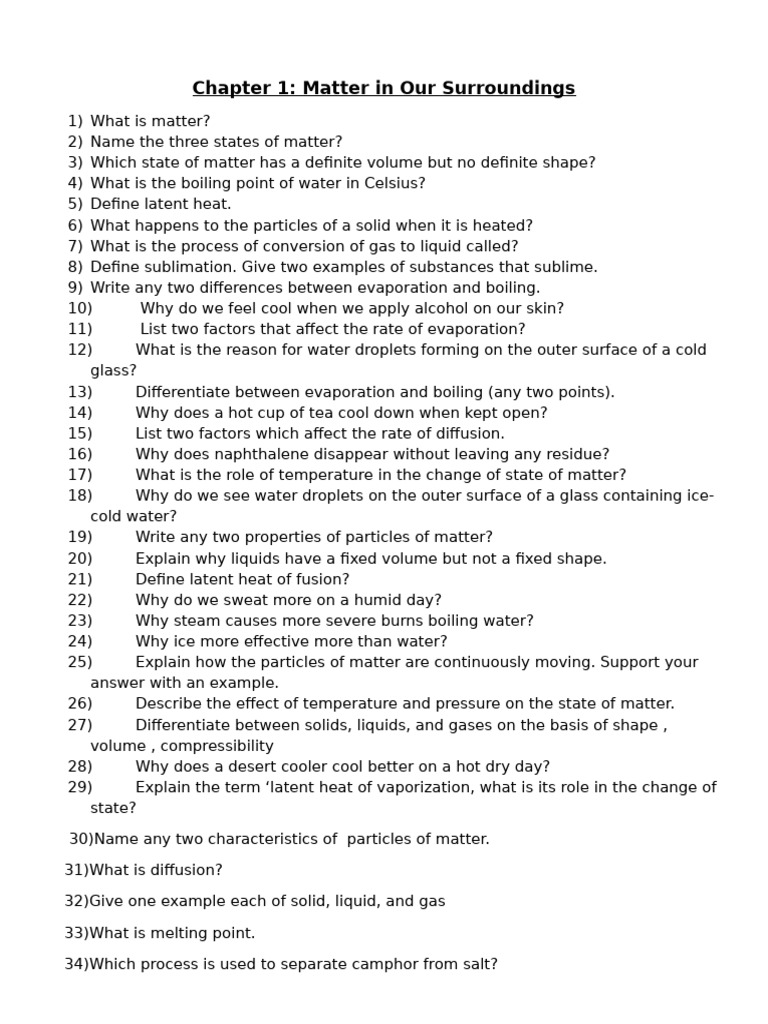 Class 9 Chapter 1 Science Assignment-1-1 | PDF | Evaporation | Liquids