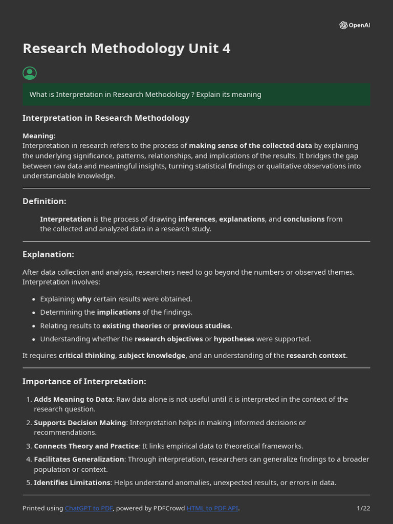 Research Methodology Unit 4 | PDF | Methodology | Statistics
