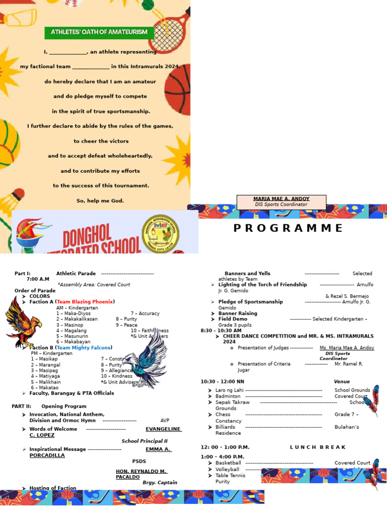 School Intramural PROGRAM 2024 | PDF | Sports
