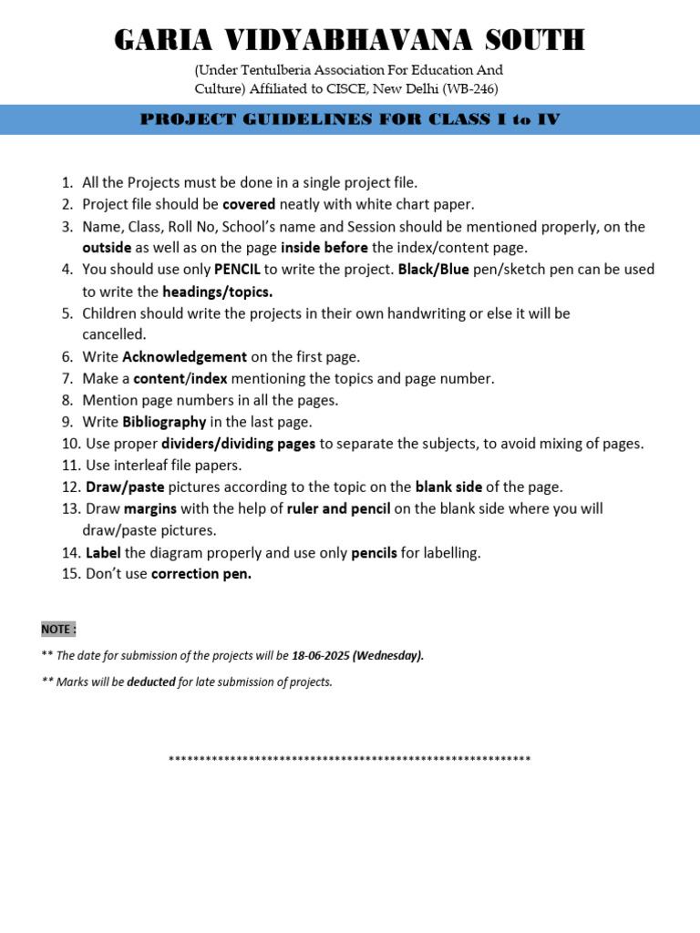 Project Guideline 2025-26 (I - IV) | PDF