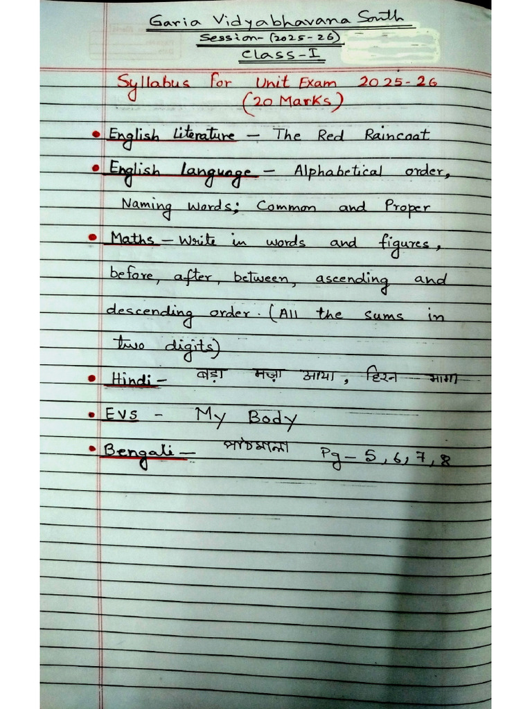 Class I Syllabus and Project | PDF