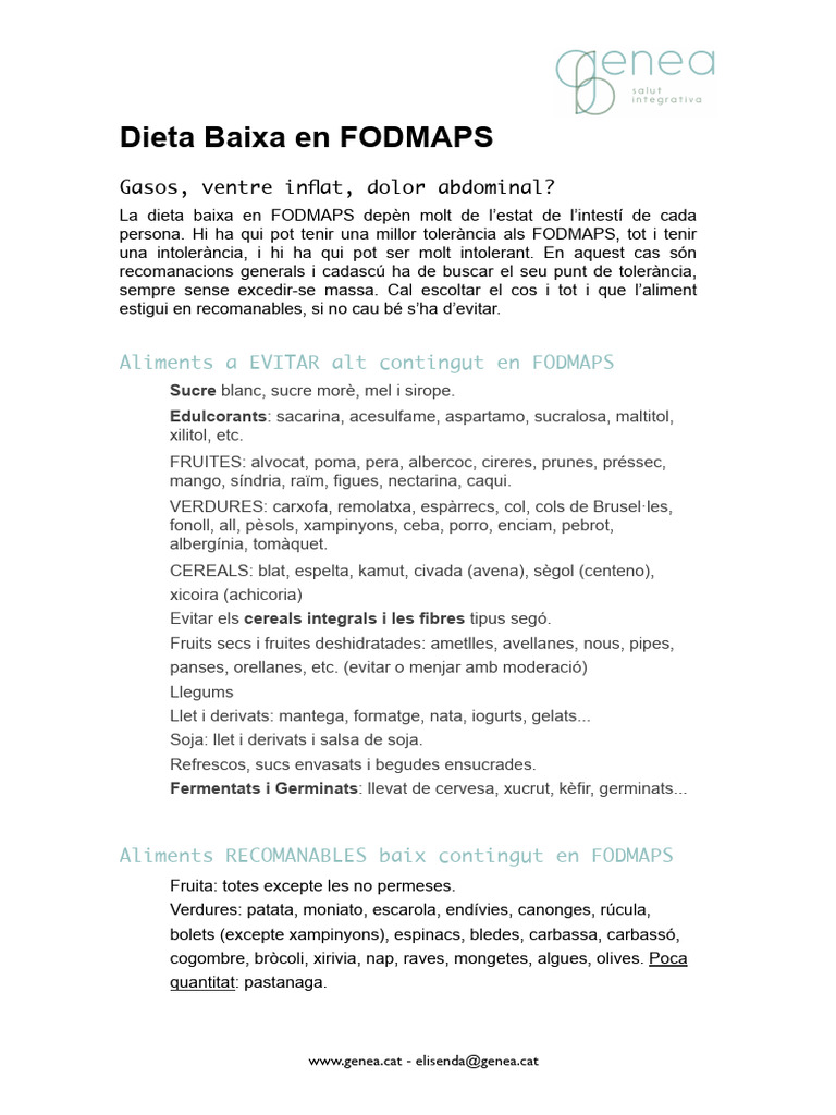 Recomanacions FODMAPS-SG2 | PDF
