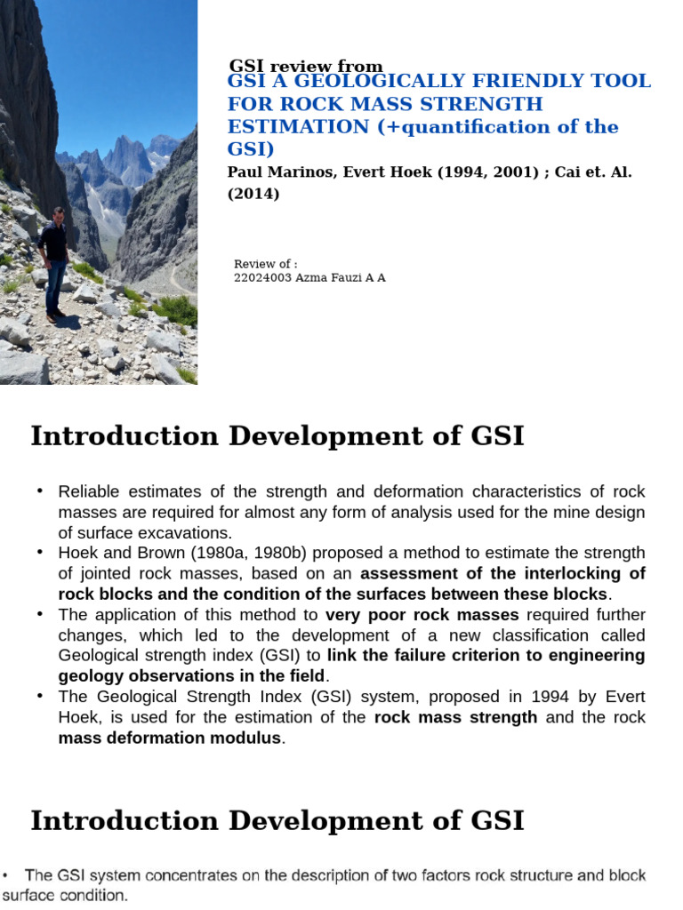 GSI - Rock Mass Estimation | PDF | Applied And Interdisciplinary ...