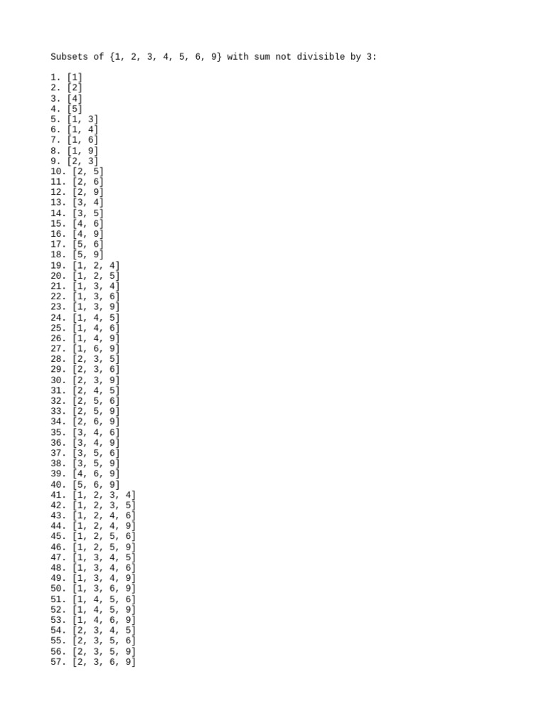 Subsets Not Divisible by 3 | PDF