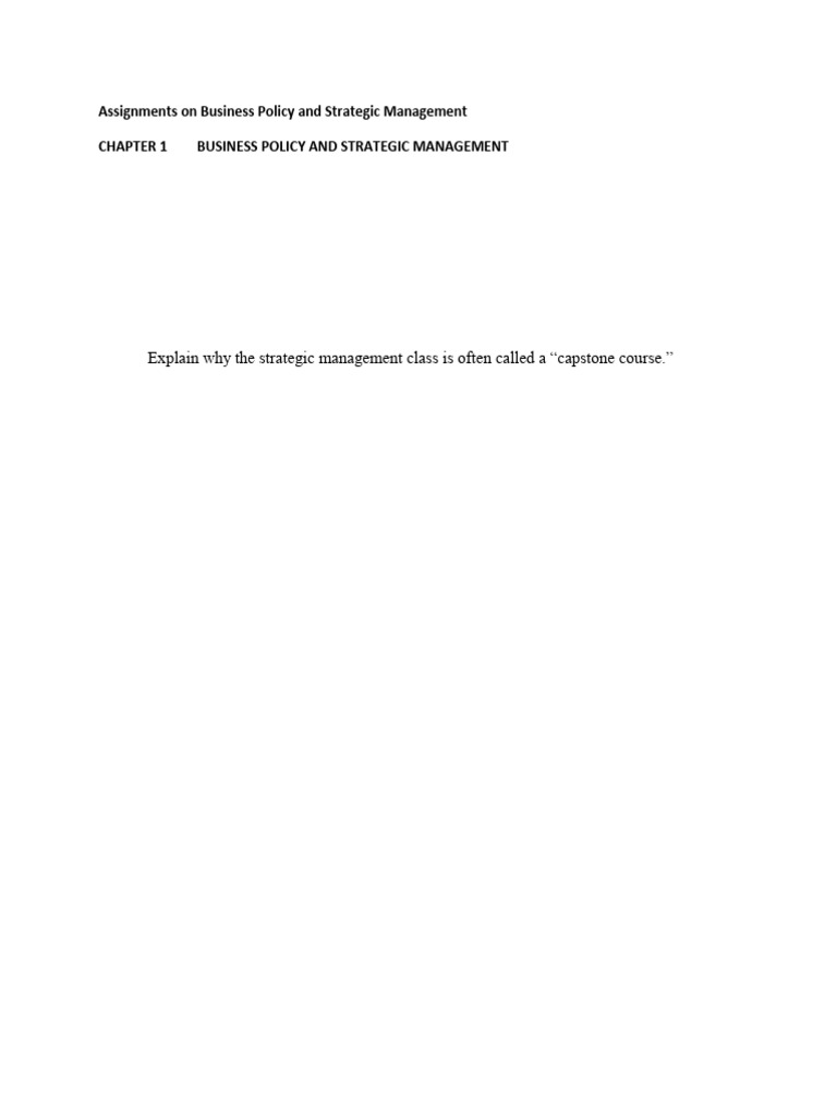 All CHAPTERs Assiignment BPSM | PDF | Strategic Management | Policy