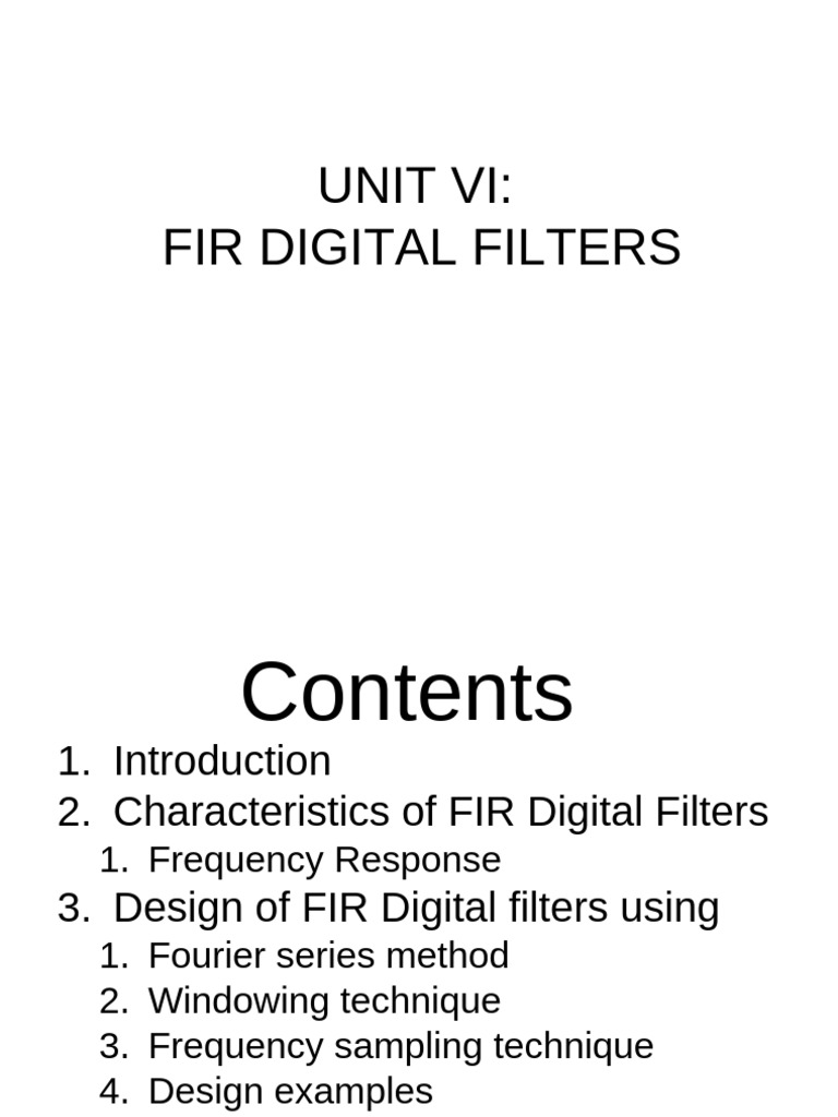 Dsp-Unit 6.1 Linear Phase Fir Filters | PDF | Filter (Signal Processing) | Control Theory