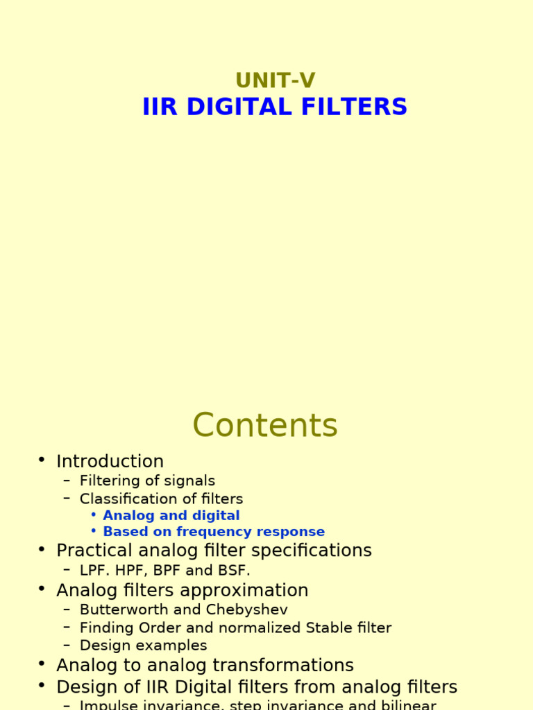 Dsp-Unit 5.2 Iir Filters | PDF | Filter (Signal Processing) | Algorithms