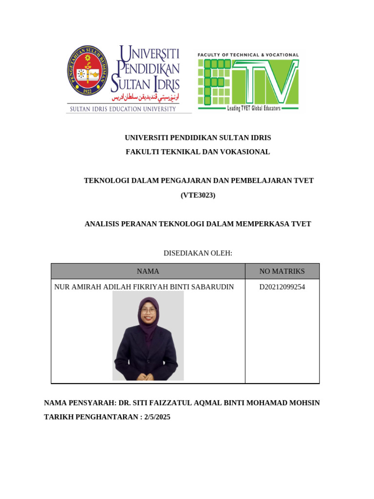 d20212099254 Analisis Peranan Teknologi Dalam Memperkasa Tvet | PDF