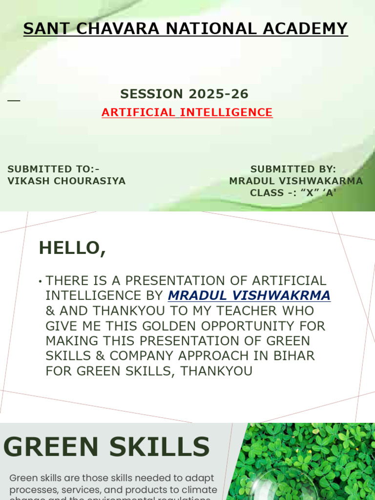 Naitik Sahu Green Skills PPT? | PDF | Environmental Technology | Sustainability