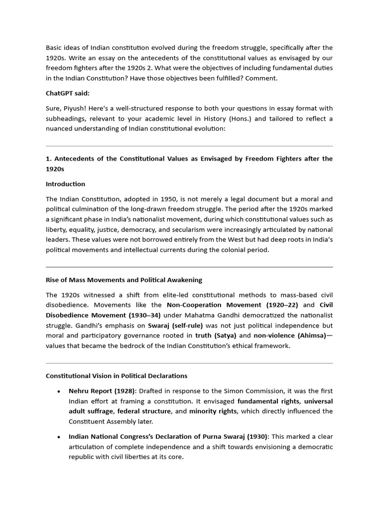 Evolution of Indian Constitution Values | PDF | Government | Justice