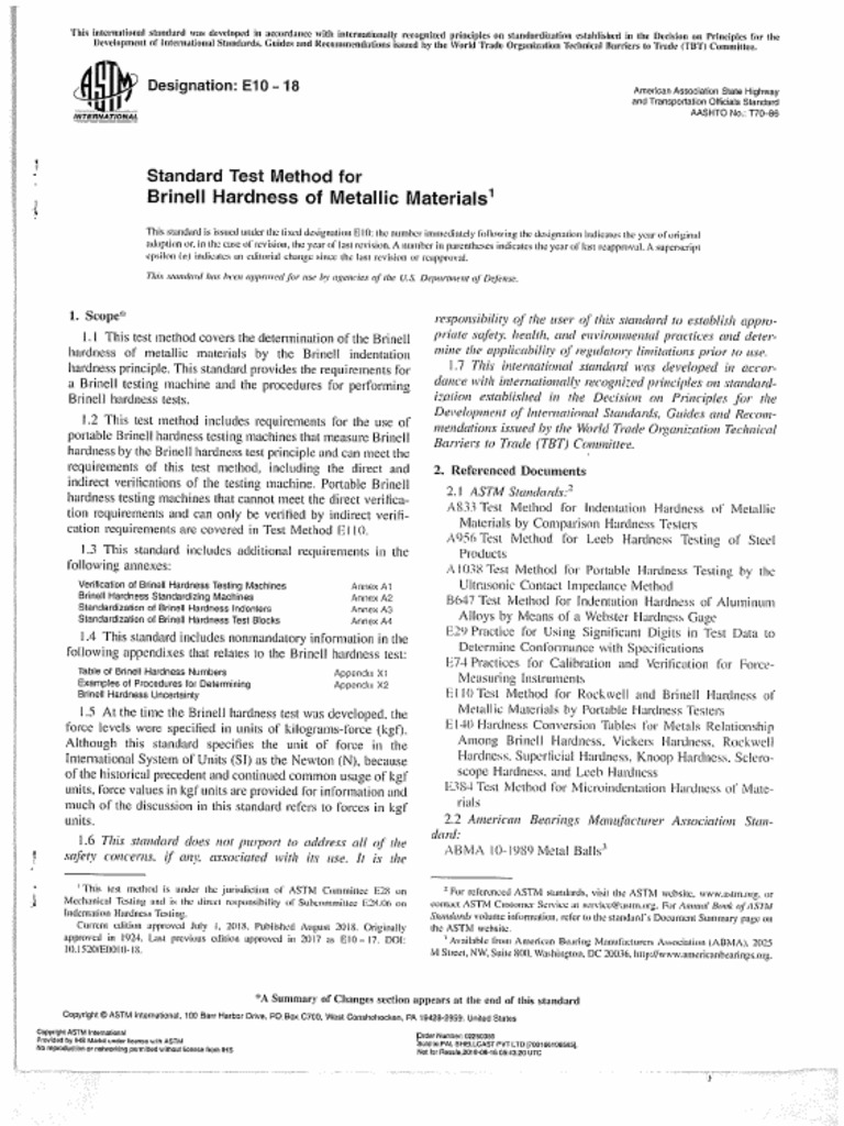 Astm E10 | PDF