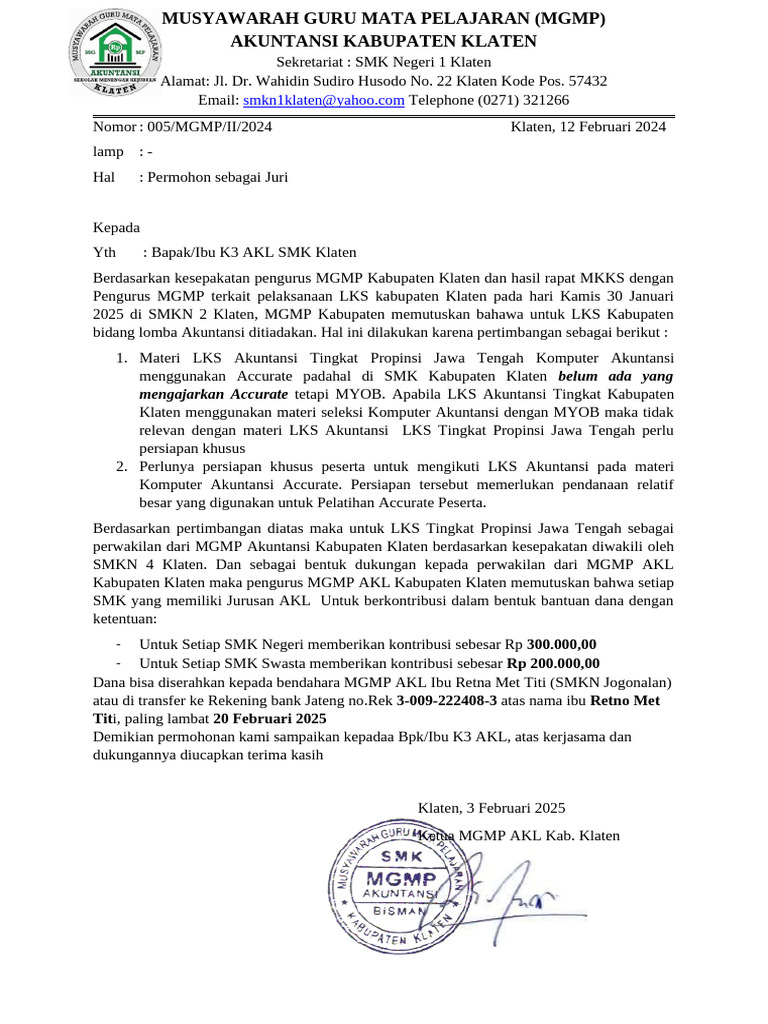 Surat MGMP Revisi JD | PDF