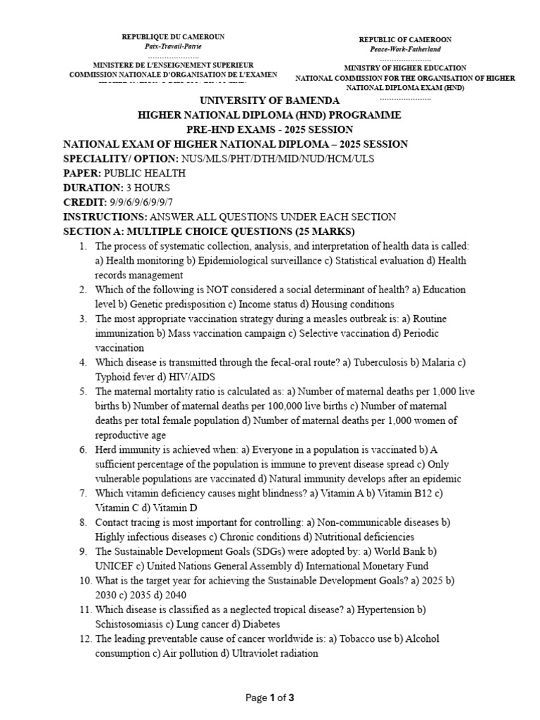 Public Health Pre HND 2025 2 | PDF | Preventive Healthcare | Malnutrition