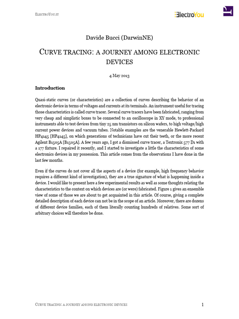 Curve Tracing - A Journey Among Electronic Devices | PDF | Bipolar Junction Transistor | Field ...