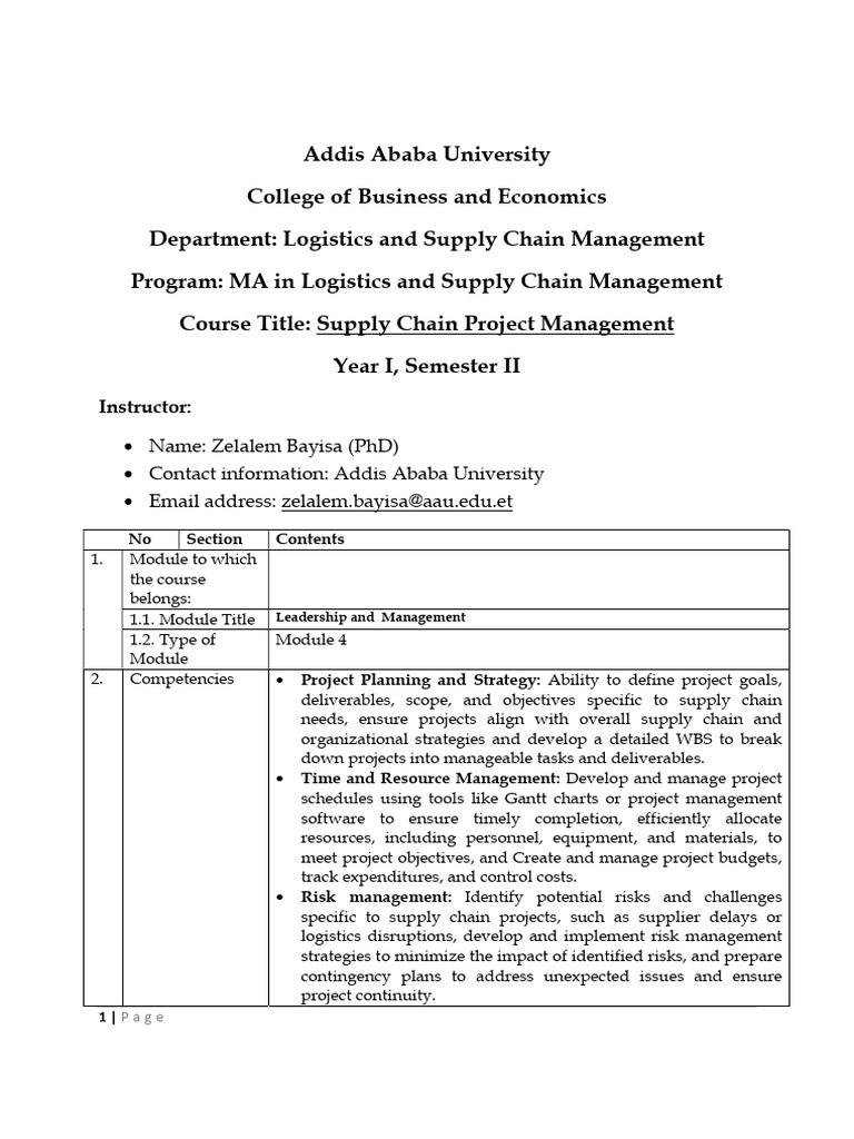 Supply Chain Project Management Course | PDF | Project Management ...