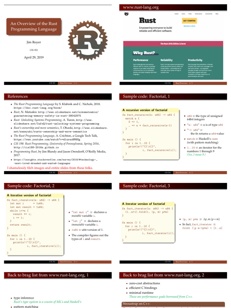 An Overview of The Rust Programming Language - 22rust4up | PDF | C++ | Scope (Computer Science)