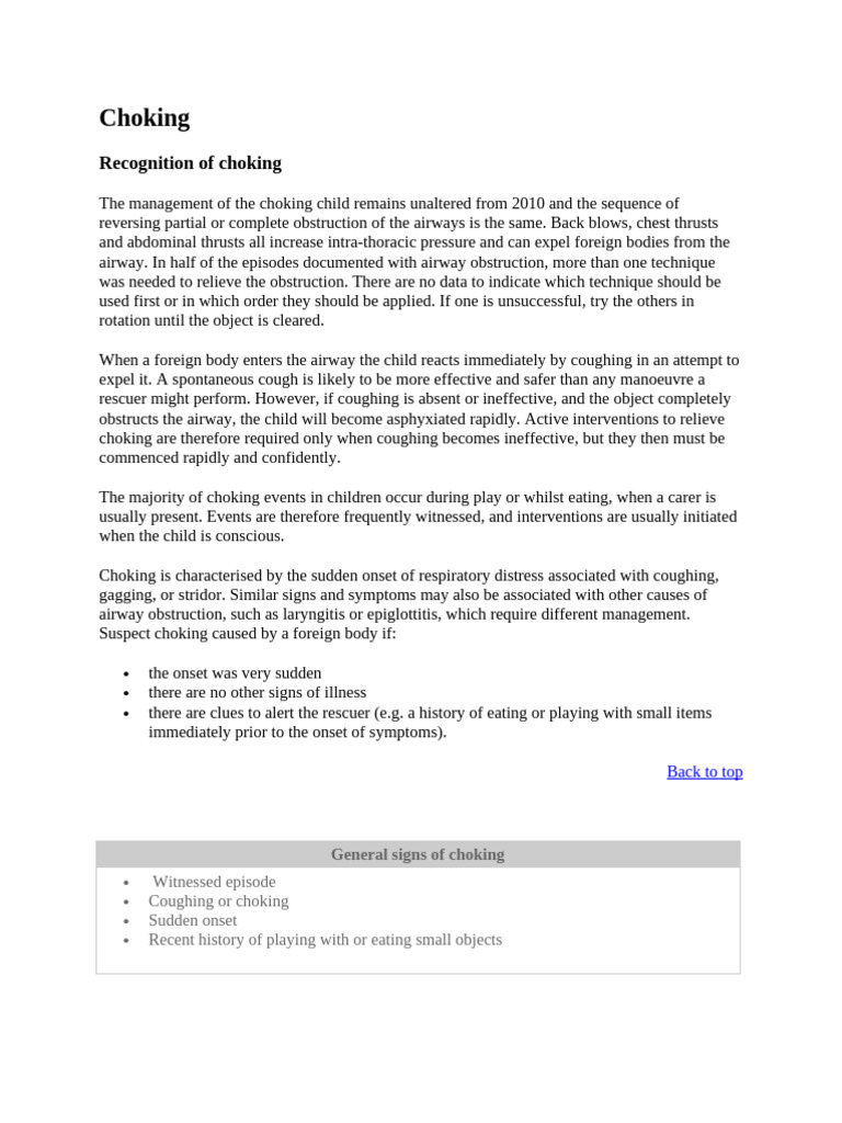 Management of A Choking Child | PDF | Clinical Medicine | Medical ...