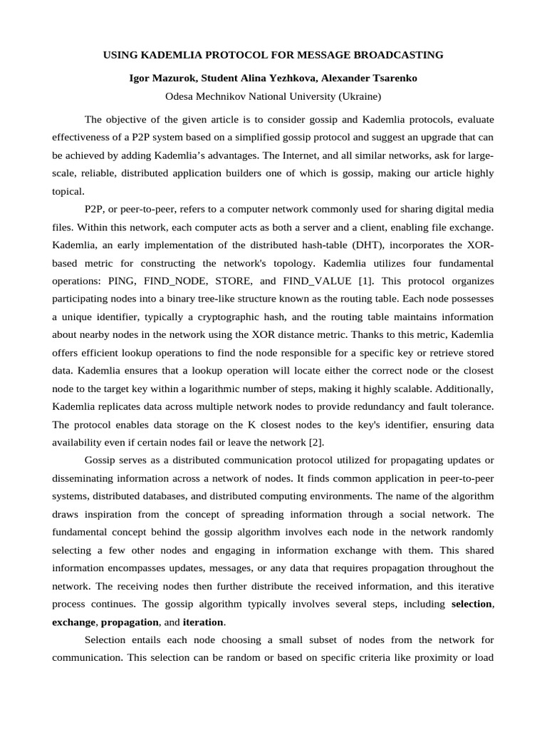 Using Kademlia Protocol For Message Broadcasting | PDF | Computer Network | Data Transmission