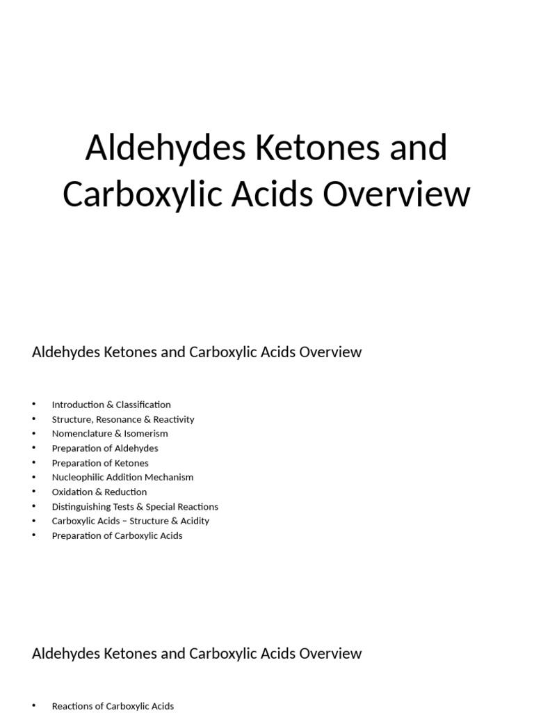 Aldehydes Ketones and Carboxylic Acids Overview | PDF | Ketone | Aldehyde