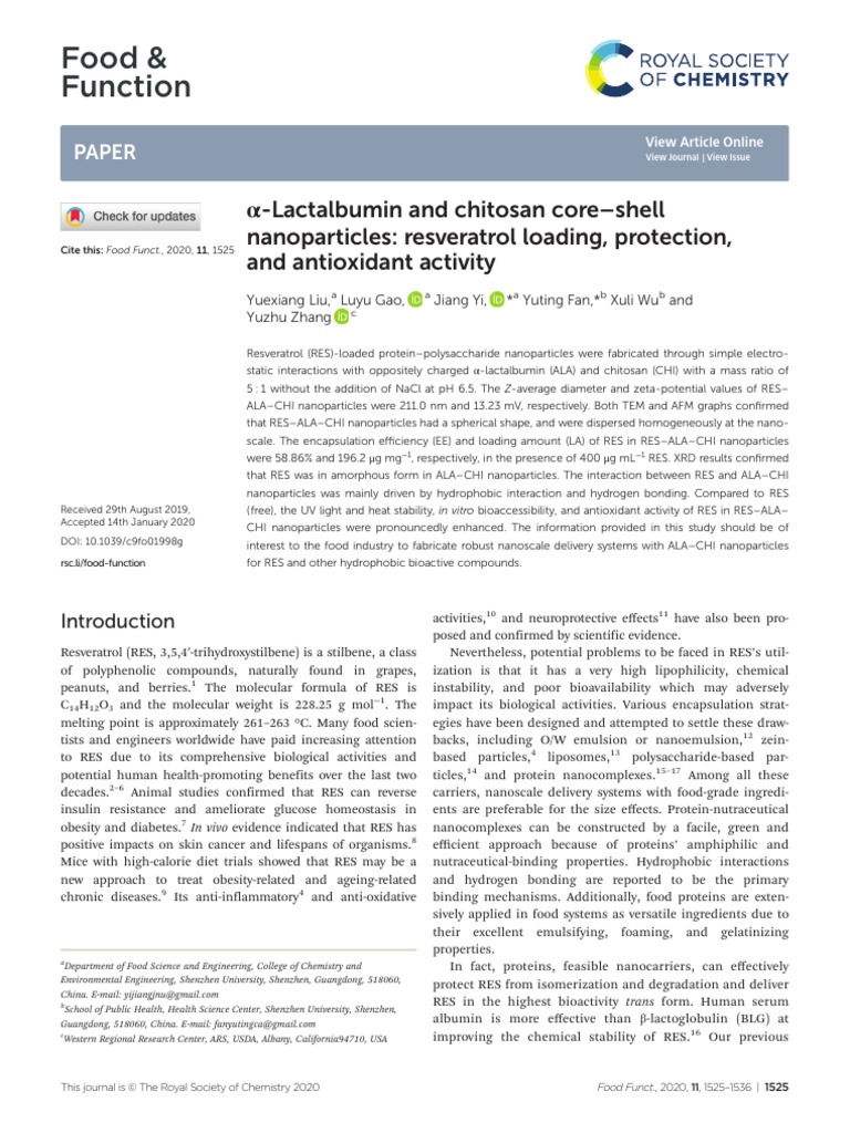 Food & Function | PDF | Nanoparticle | Chemistry
