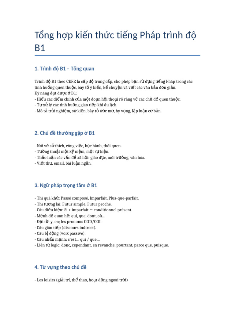 Tong Hop B1 Tieng Phap | PDF