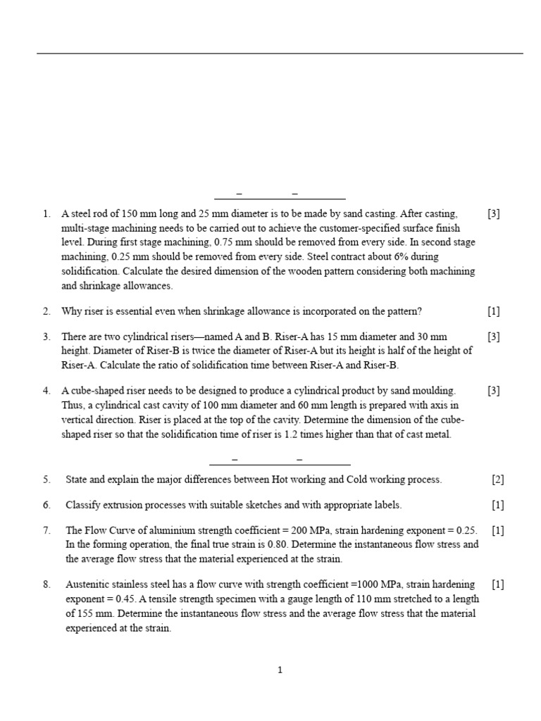 Mid Sem Question Paper Monsoon 2024-25 | PDF | Deformation (Engineering) | Rolling (Metalworking)