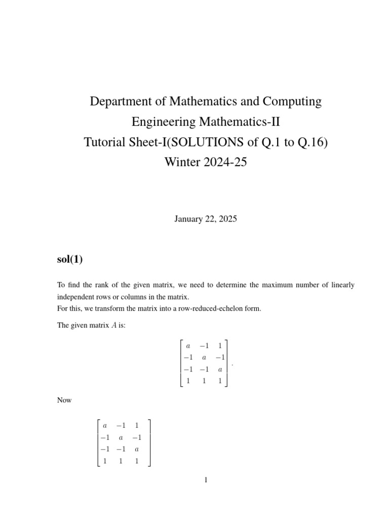 Solution of Tutorial Sheet 1 Q1 Q16 | PDF | Vector Space | Scalar (Mathematics)