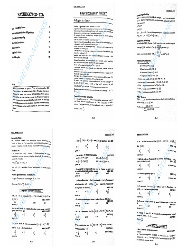 Mathematics - IIA 2A MAKAUT MICRO NOTES | PDF