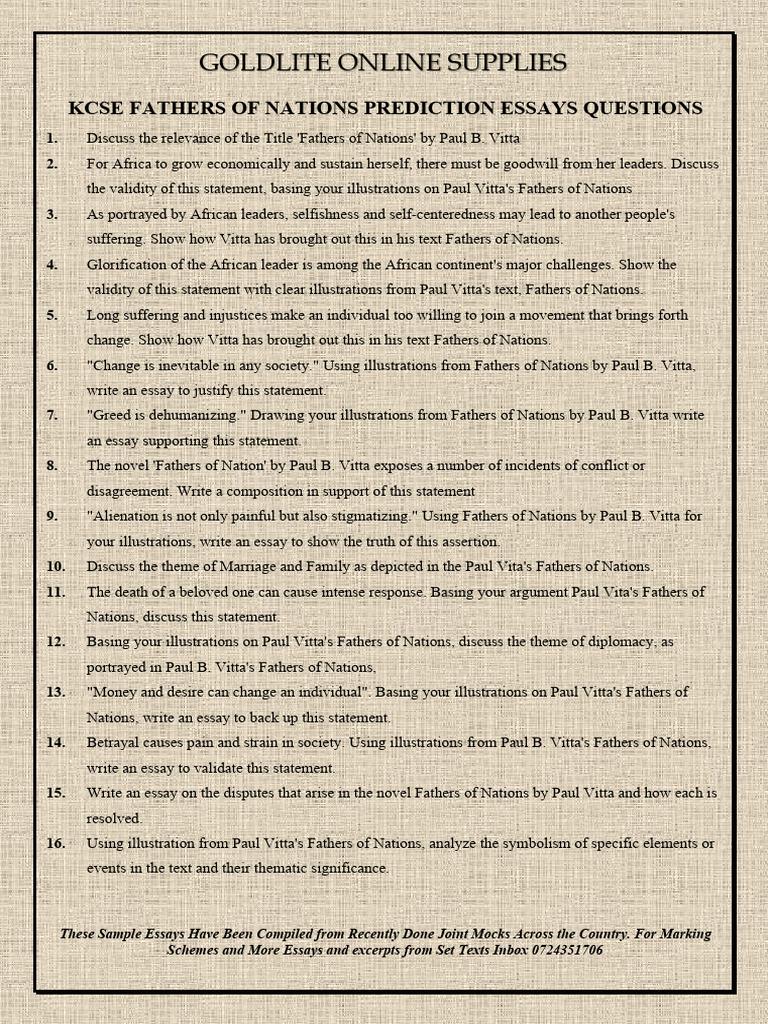 Sample Essays on Fathers of Nations | PDF | Essays