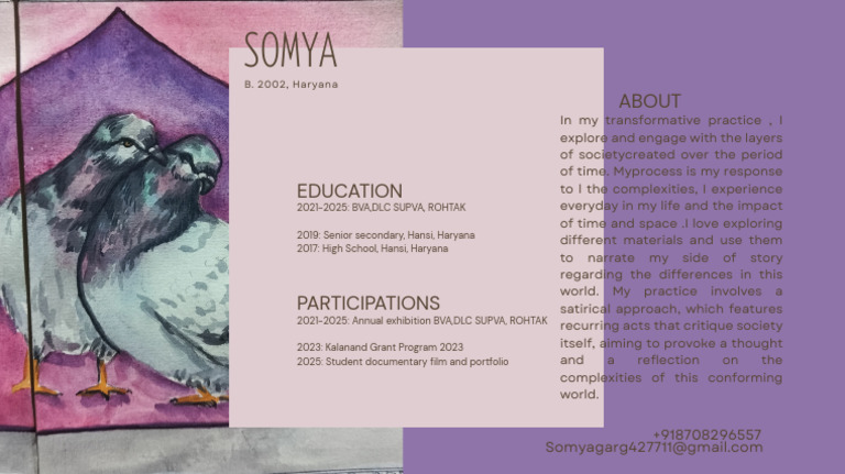 Somya's Artistic Journey and Philosophy | PDF