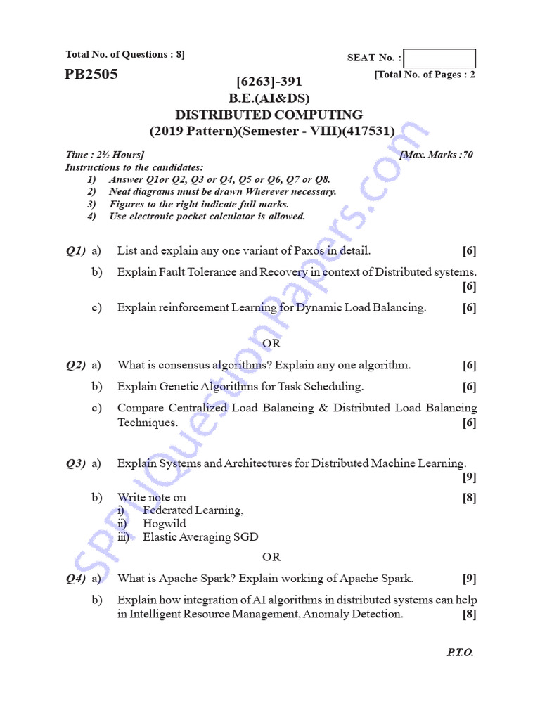Be Artificial Intelligence and Data Science Semester 8 2024 May Distributed Computing DC 2019 ...