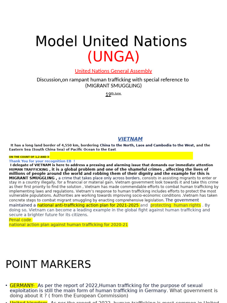 Model United Nations UNGA | PDF | Human Trafficking | People Smuggling